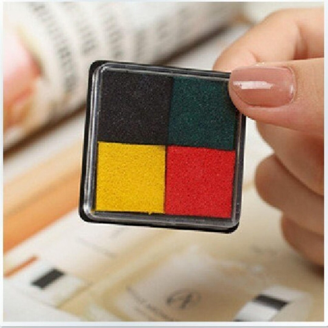 4-color Stamp Ink Pad Set: Red, Yellow, Black, Green - Etsy