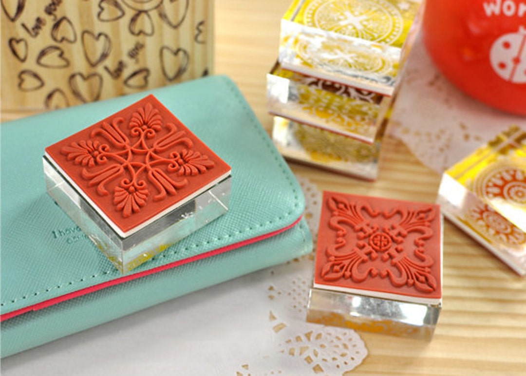 1 Piece Square Crystal Stamp Rubber Stamp Lace Stamp Deco Stamp Diary ...