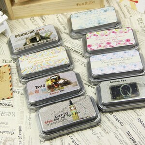 8 Cases Tin Box Packed Stamp Pad Set Rubber Stamp Ink Pad Stamp Ink 4 ...