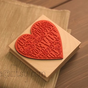 1 Piece Super Size Love Heart Stamp - Wooden Rubber Stamp - Diary Stamp ...