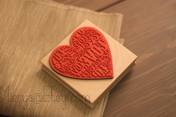 1 Piece Super Size Love Heart Stamp Wooden Rubber Stamp | Etsy