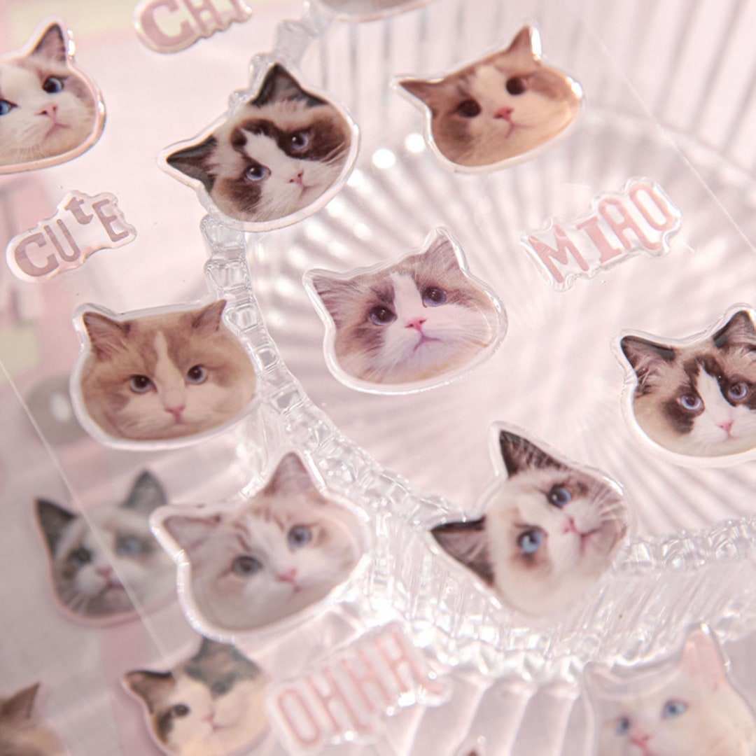 Kawaii Cat Head Stickers - Cute Pet Emoji Stickers - Deco Stickers - 3 ...
