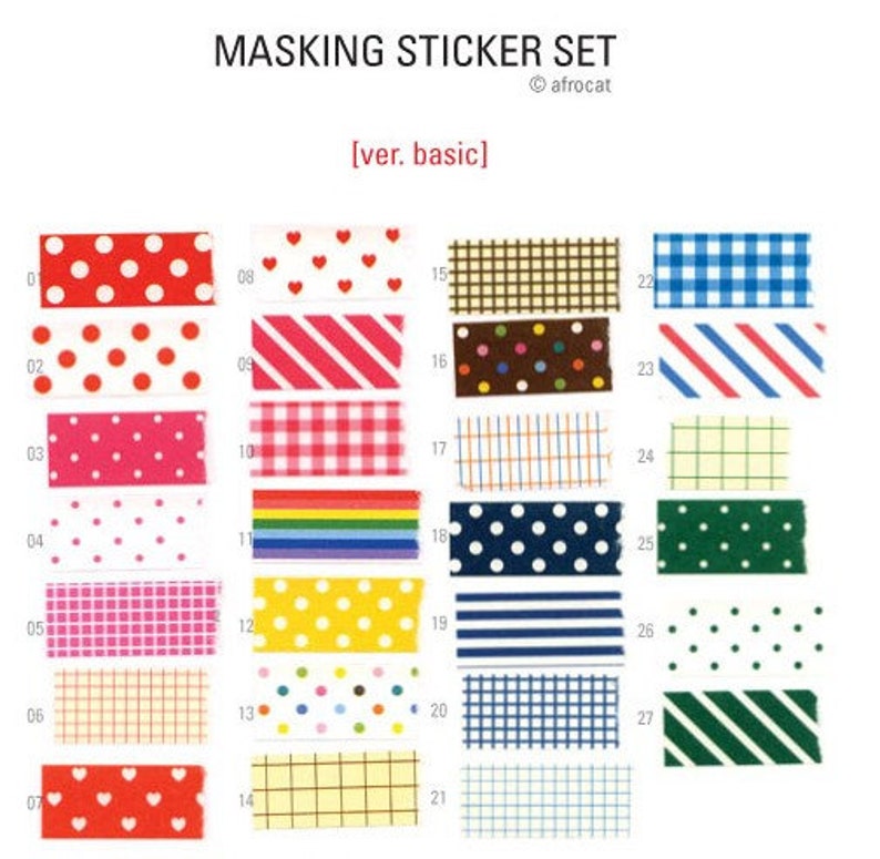 Masking Sticker Set Deco Stickers Paper Stickers 27 - Etsy