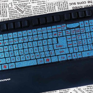 Glitter Keyboard Sticker DIY 3D Desktop Keyboard Decal Common Use ...