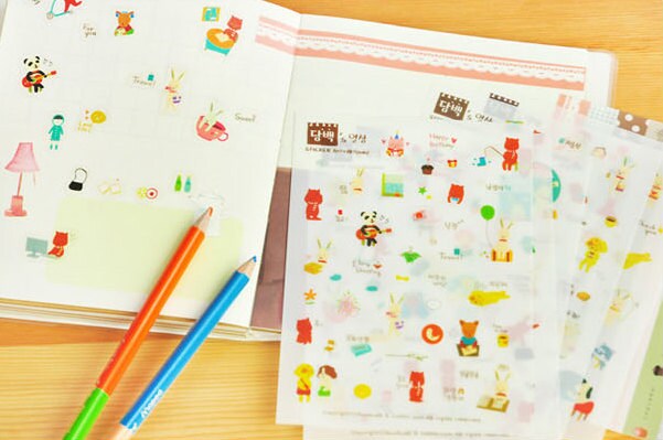 Animals Sticker Set Korean Transparent Sticker Diary | Etsy