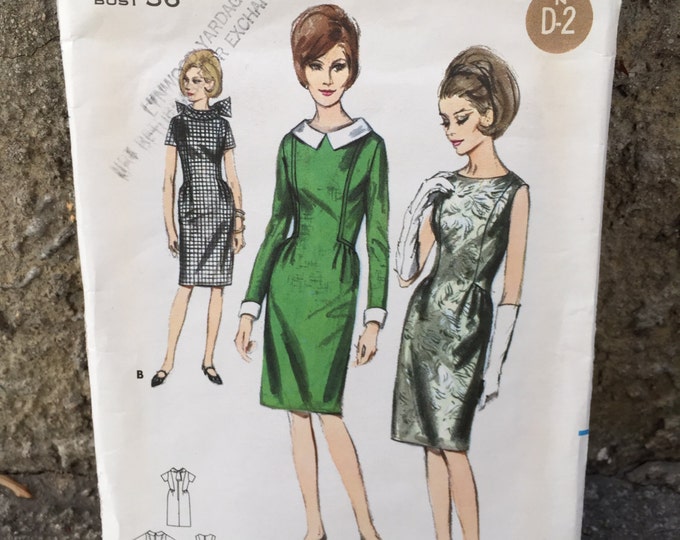 60s Butterick 3762 Pattern Misses' One Piece Dress // Size 16 Bust 36 ...