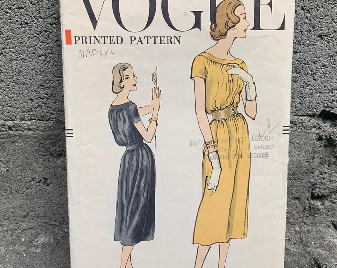 50s Vogue 9330 Pattern Misses' One-piece Dress 'easy - Etsy
