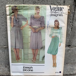 80s Vogue 2715 Pattern American Designer Joseph Picone Misses' Blouse ...