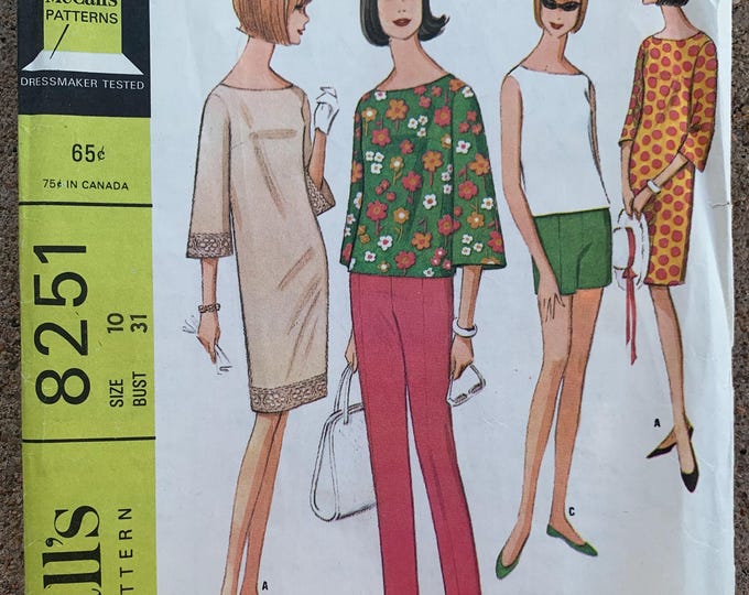 60s Butterick 3762 Pattern Misses' One Piece Dress // Size 16 Bust 36 ...