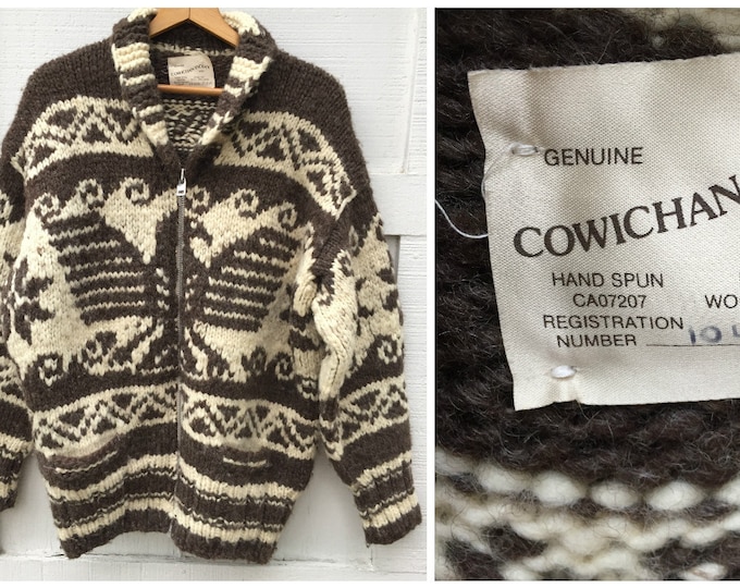 Vintage Genuine Cowichan Indian Native American Knit Sweater With ...