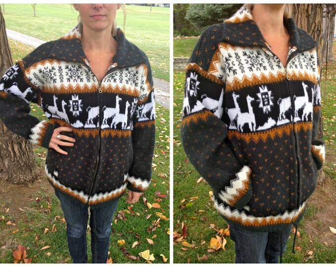 Tejidos Ruminahui Alpaca Wool Ecuadorian Zip Sweater Jacket // Alpacas ...