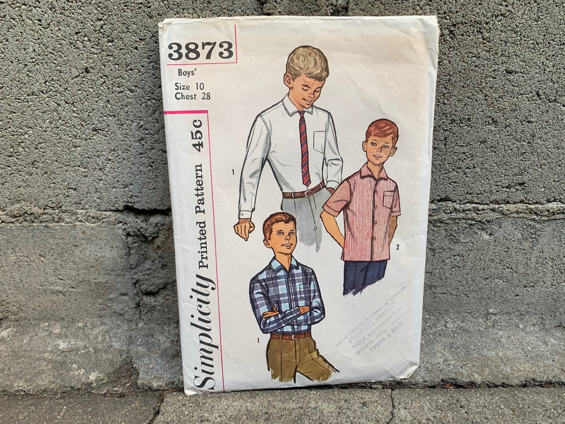 50s Simplicity 3873 Pattern Boy's Contour Shirts dress or - Etsy