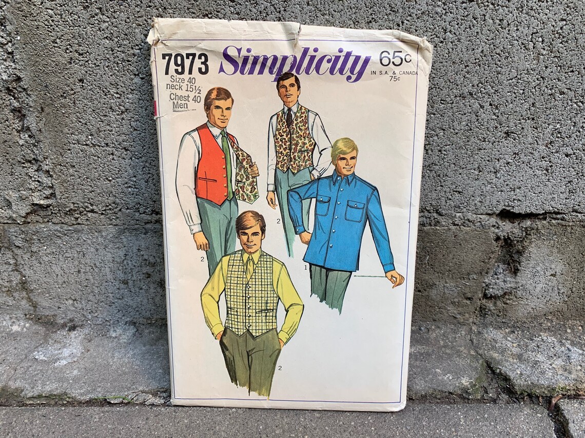 60s Simplicity 7973 Pattern Men's Shirt and Reversible | Etsy
