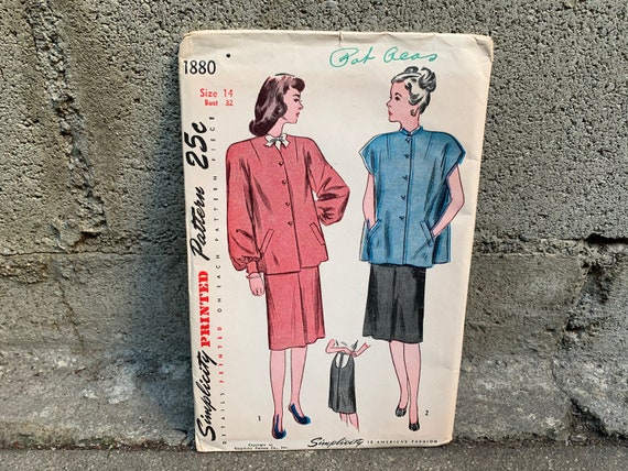 40s Simplicity 1880 Pattern Misses' Two-piece Maternity | Etsy