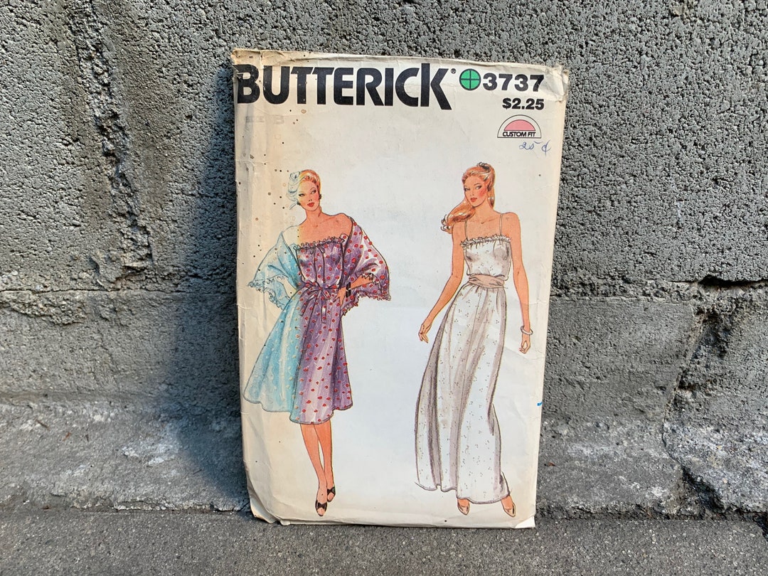70s Butterick 3737 Pattern Misses' Xanadu Dress, Belt and Shawl // Size ...