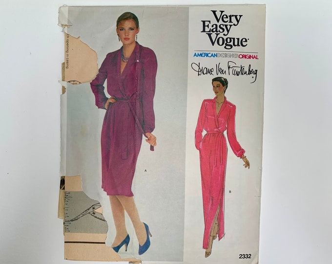 80s Vogue 2332 Pattern Diane Von Furstenberg, Vogue American Designer ...