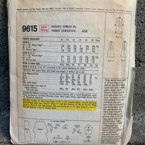60s Mccall's 9615 Pattern Misses' Dress in Three Versions // Size 10 ...