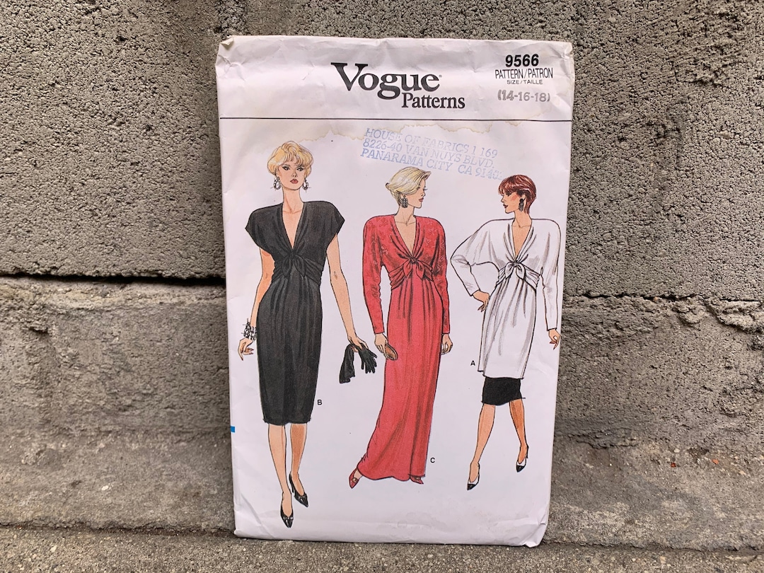 80s Vogue 9566 Pattern Misses' Dress, Tunic, and Skirt // Size 14-16-18 ...