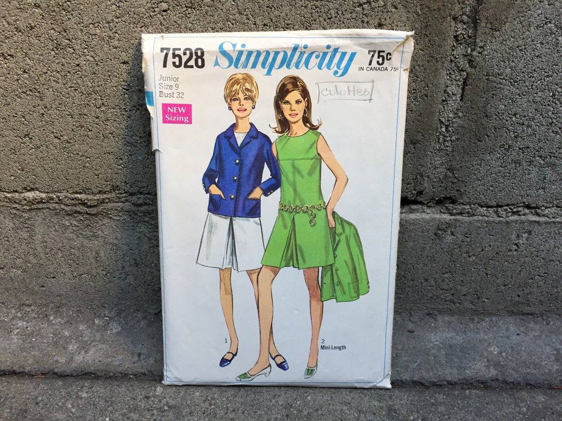 60s Simplicity 7528 Juniors' and Misses' Pantdress in - Etsy