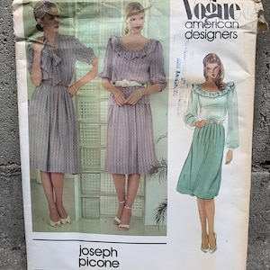 80s Vogue 2715 Pattern American Designer Joseph Picone Misses' Blouse ...