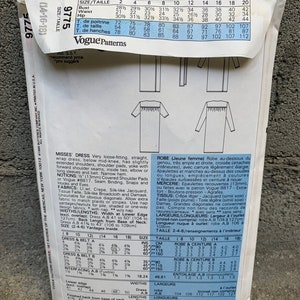 80s Vogue 9775 Pattern Very Easy Vogue Misses' Wrap Dress // Size 14-16 ...