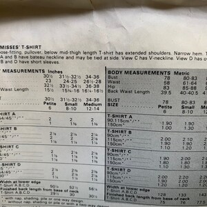 80s Vogue 7596 Pattern Misses' T-shirt Loose-fitting Pullover Tunic Set ...