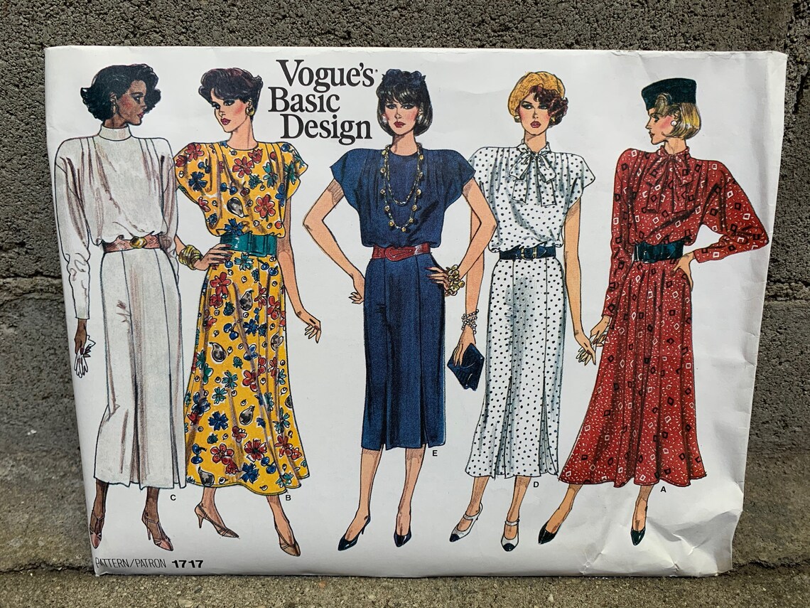 80s Vogue 1717 Basic Design Pattern Misses' Dress // Size | Etsy