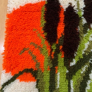 70s Rya Latch Hook Rug Cattails in the Sunset, Mid Century Lo-hi Wall ...