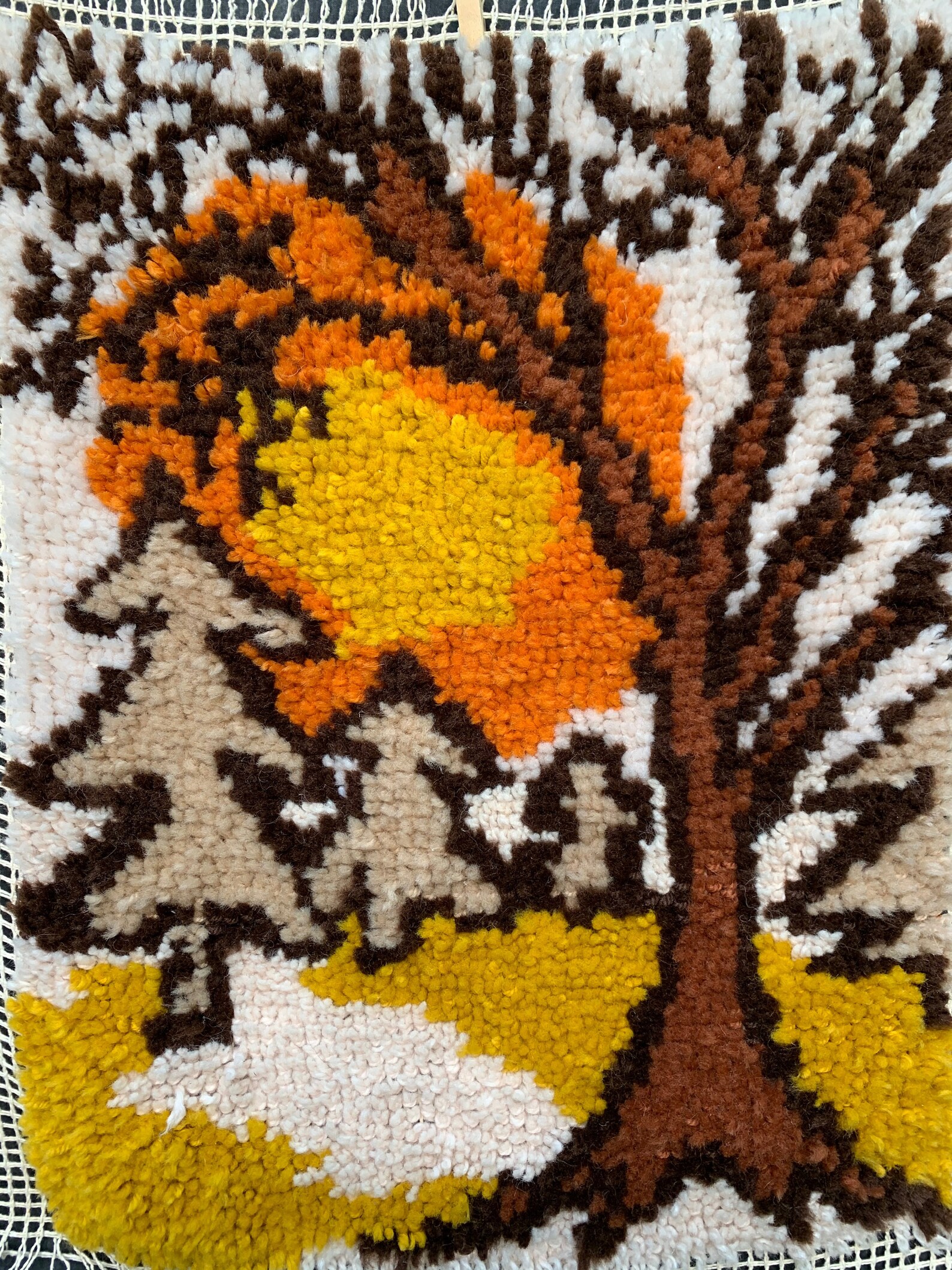 70s Latch Hook Rug Winter Woodlands at Sunset Mid Century Wall - Etsy