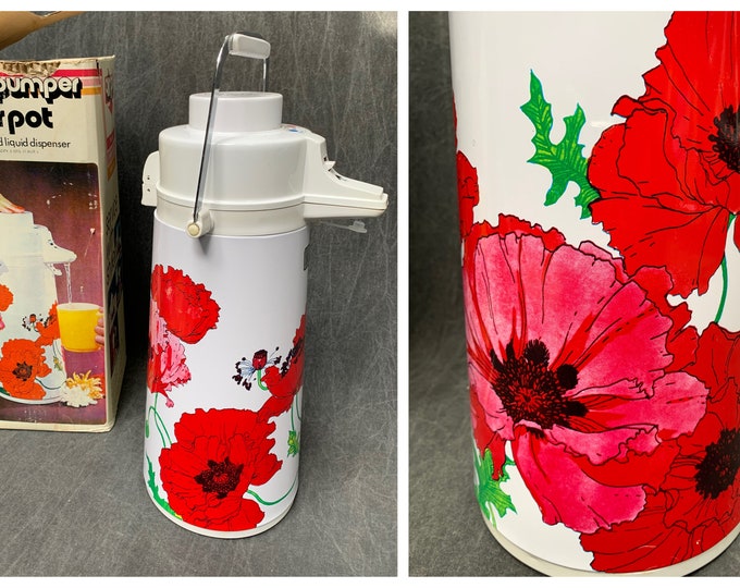 60s Vacuum Air Pot the Pumper Airpots by King Brand, Pink & Red Poppy ...