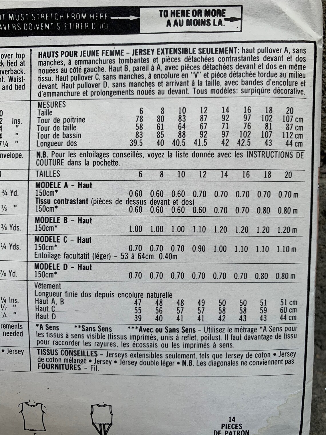 80s Mccall's 9567 Pattern Misses' Tops for Stretch - Etsy