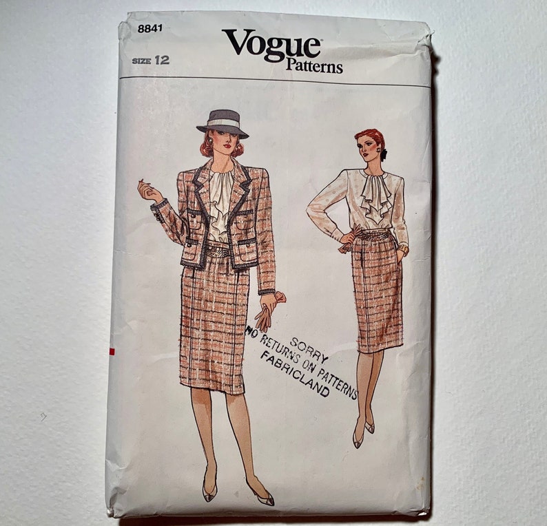 80s Vogue 8841 Pattern Misses' Jacket Skirt and Blouse // - Etsy