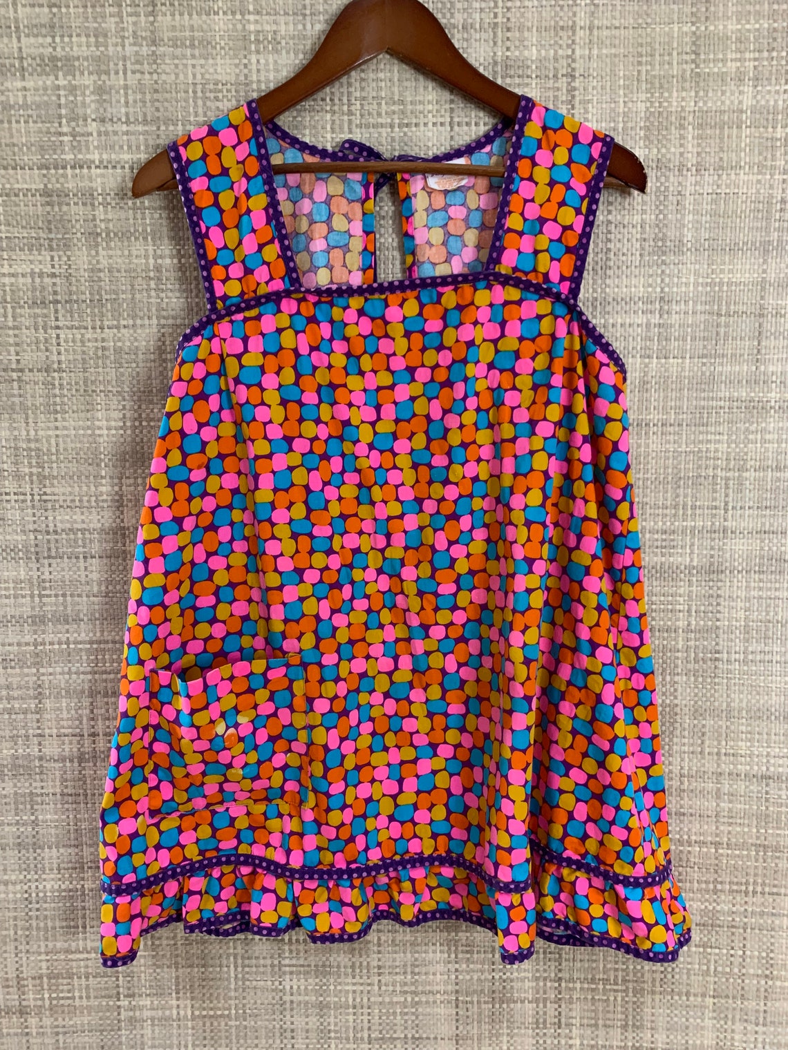 60s Design House Smock Open Back Apron, Artist's Smock or Retro Apron ...