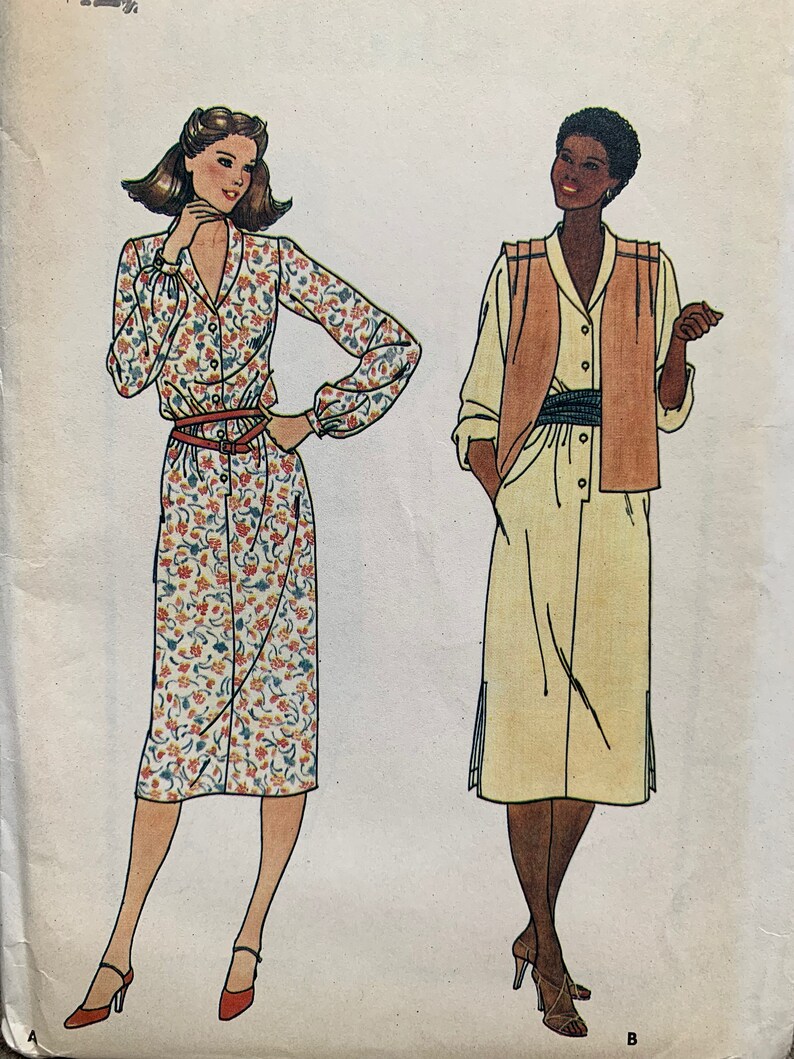 70s Butterick 6378 Pattern Misses Dress & Vest // Size 12 | Etsy