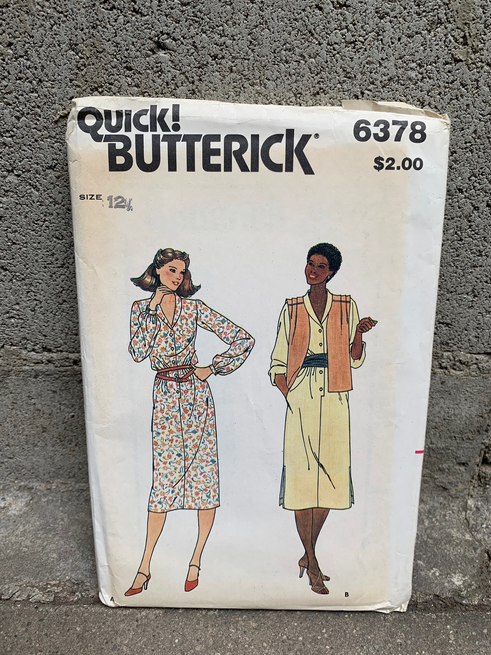 70s Butterick 6378 Pattern Misses Dress & Vest // Size 12 | Etsy