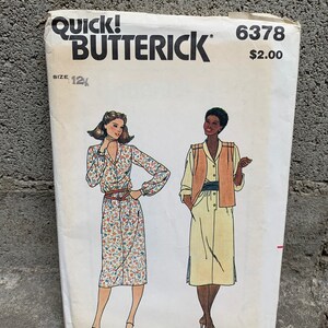 70s Butterick 6378 Pattern Misses’ Dress & Vest // Size 12 Bust 34 ...