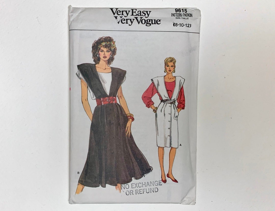 80s Vogue 9615 Pattern Misses' Dress, Jumper & Top // Size 8-10-12 Bust ...