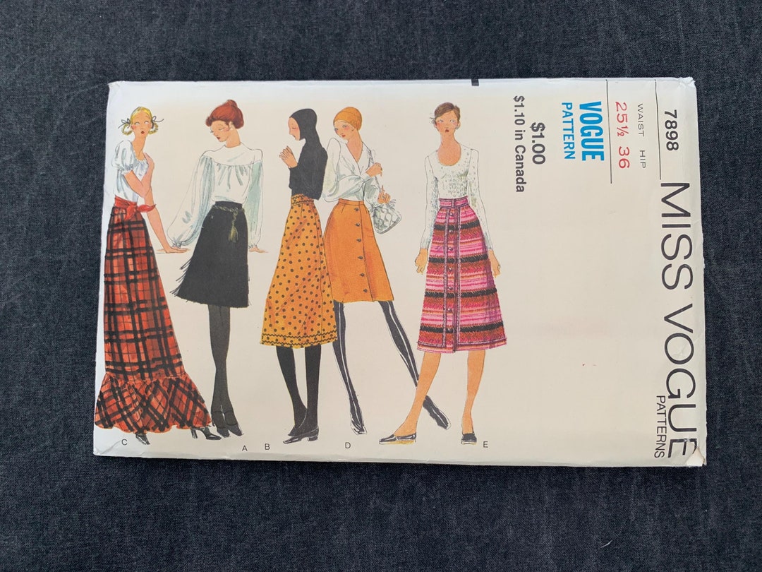 70s Vogue 7898 Pattern Miss Vogue Skirt A-line Skirt in Five Variations ...