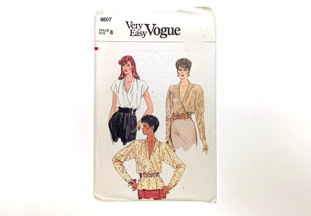 80s Vogue 8607 Pattern Very Easy Vogue Misses' Blouse // Size 8 Bust 31 ...