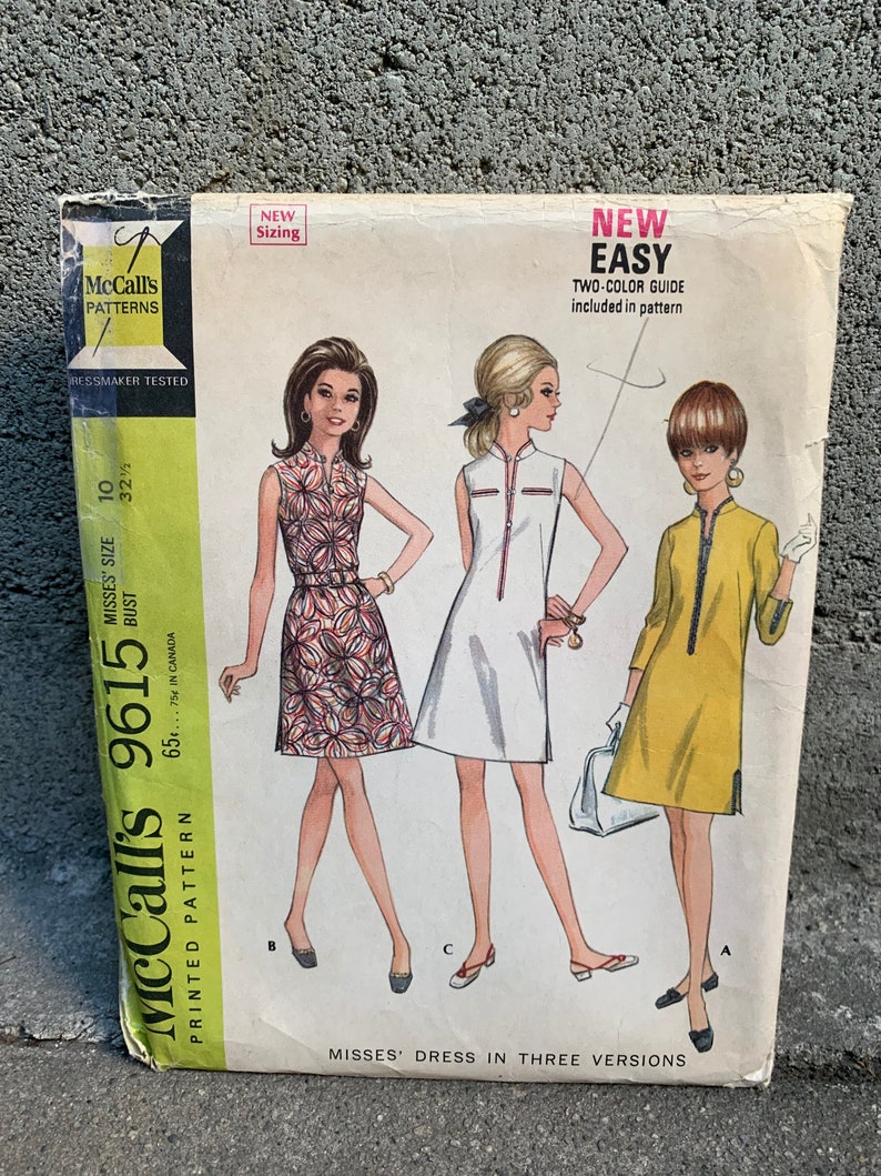 60s Mccall's 9615 Pattern Misses' Dress in Three Versions // Size 10 ...