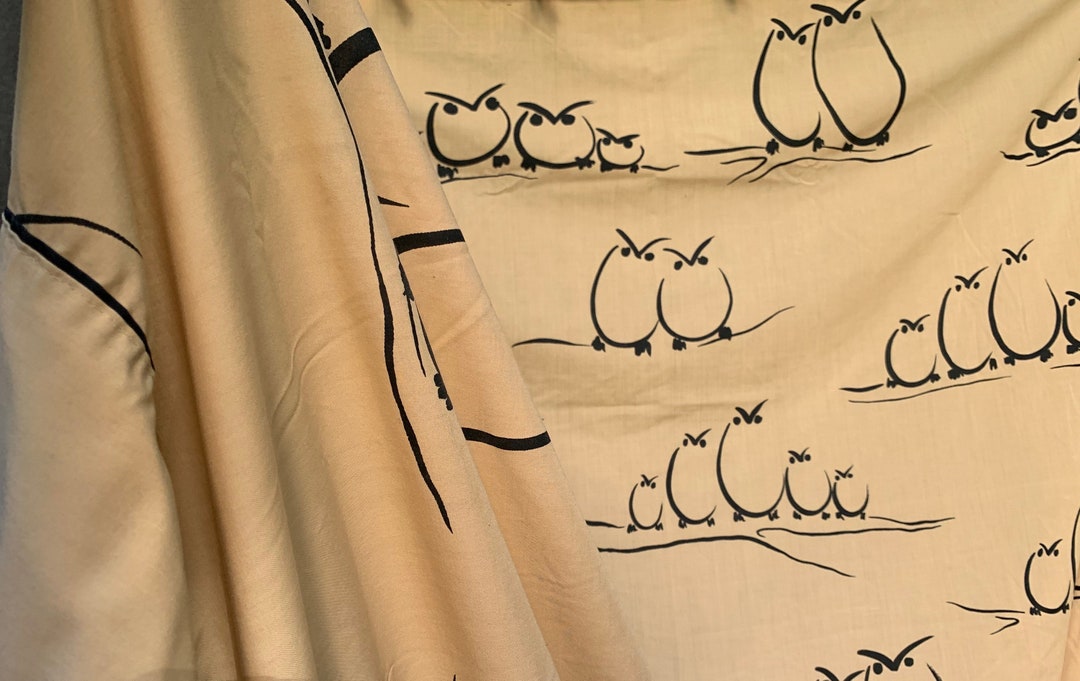 70s Alex West 'whoo' Owl Pattern FULL/DOUBLE Size Flat Sheet // Family ...