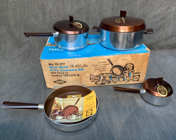 60s West Bend 12 Piece Cookware Set Aluminum With Teflon II Pots, Pans ...