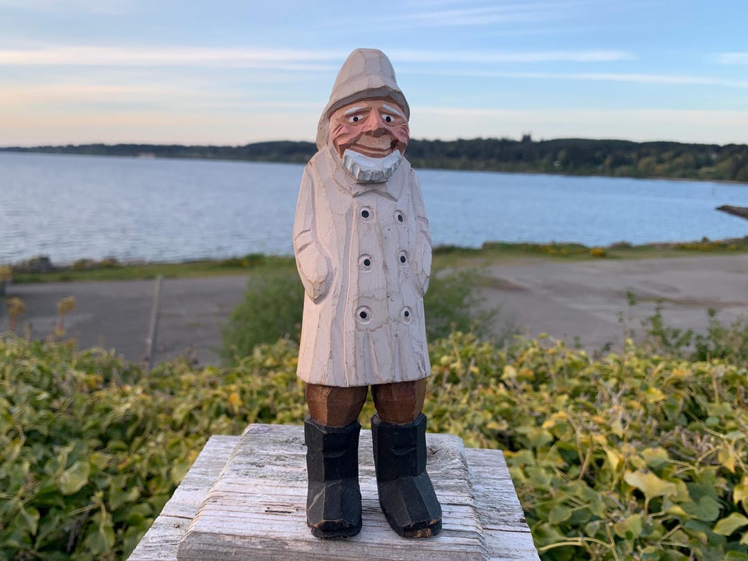 Vintage Sea Captain Wood Carved Fisherman Sailor Figurine Statue - Etsy