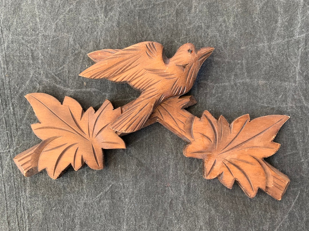 Vintage Salvage Cuckoo Clock Topper MCM Bird Wall Hanging, Carved Wood ...
