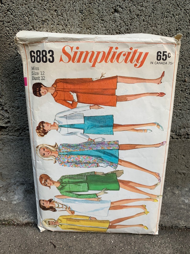 60s Simplicity 6883 Pattern Misses' Coat or Jacket and Dress // Size 12 ...