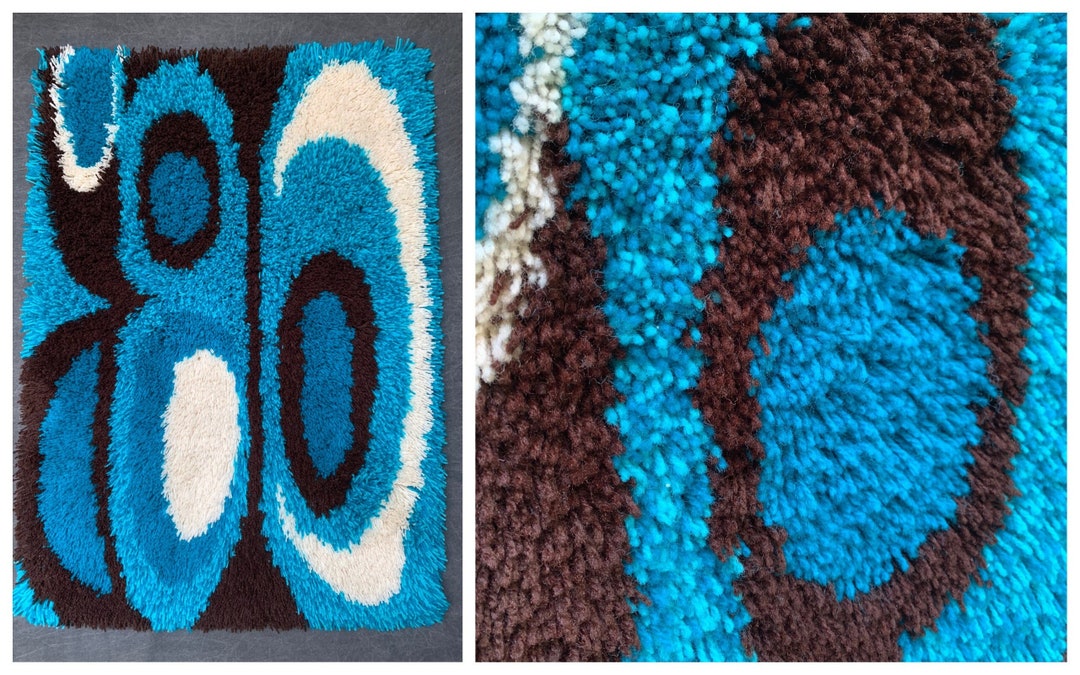 60s RYA Rug "peacock" Abstract Wall Hanging Mid Century Fiber Art XL ...