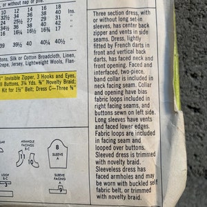 60s Mccall's 9615 Pattern Misses' Dress in Three Versions // Size 10 ...