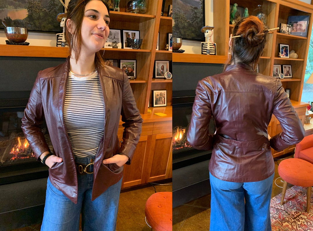 Vintage Leather Jacket Peter Caruso Oxblood Mod Leather Coat // Vintage ...