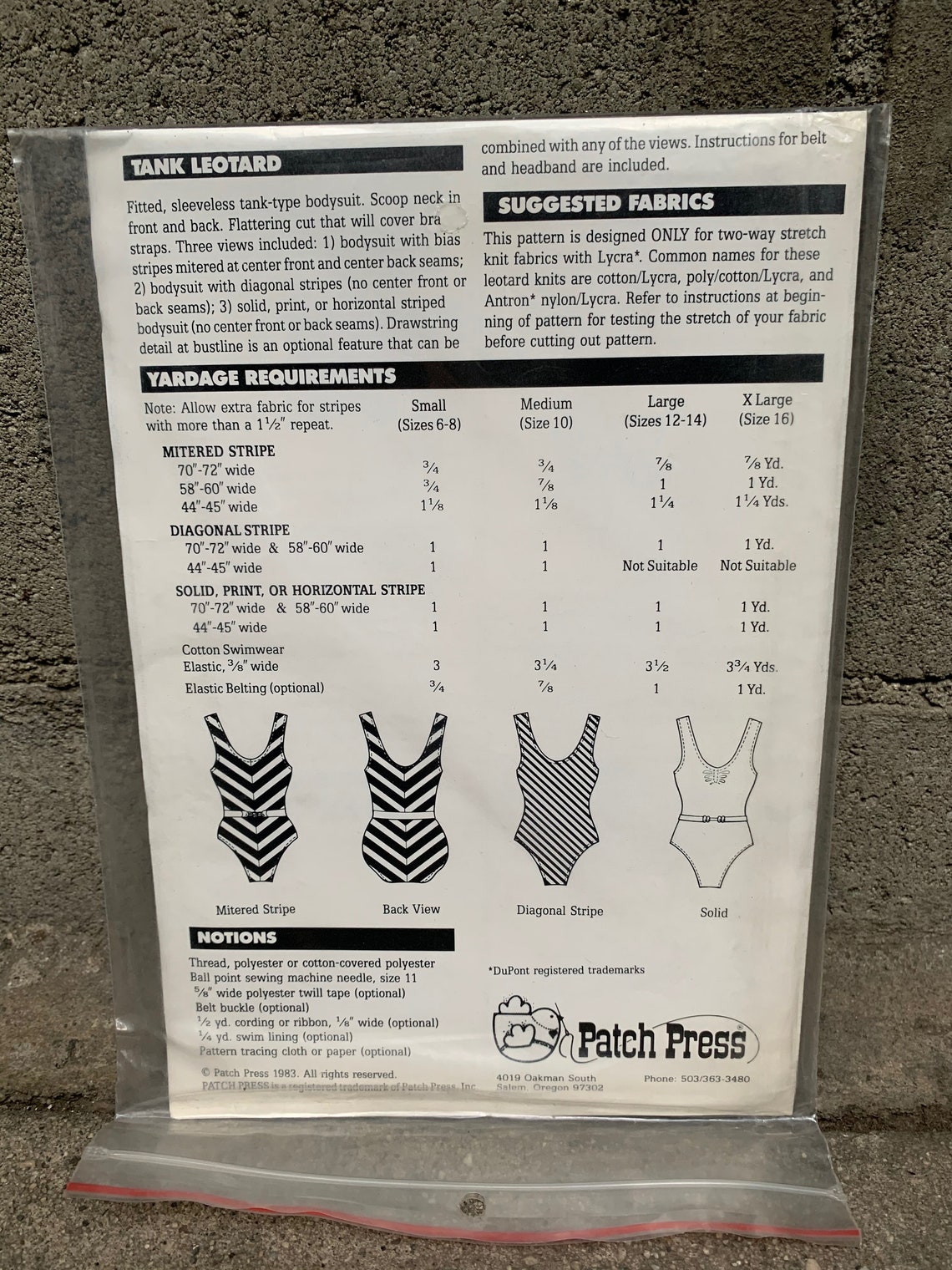 80s Patch Press 503D Misses' Tank Leotard Pattern | Etsy