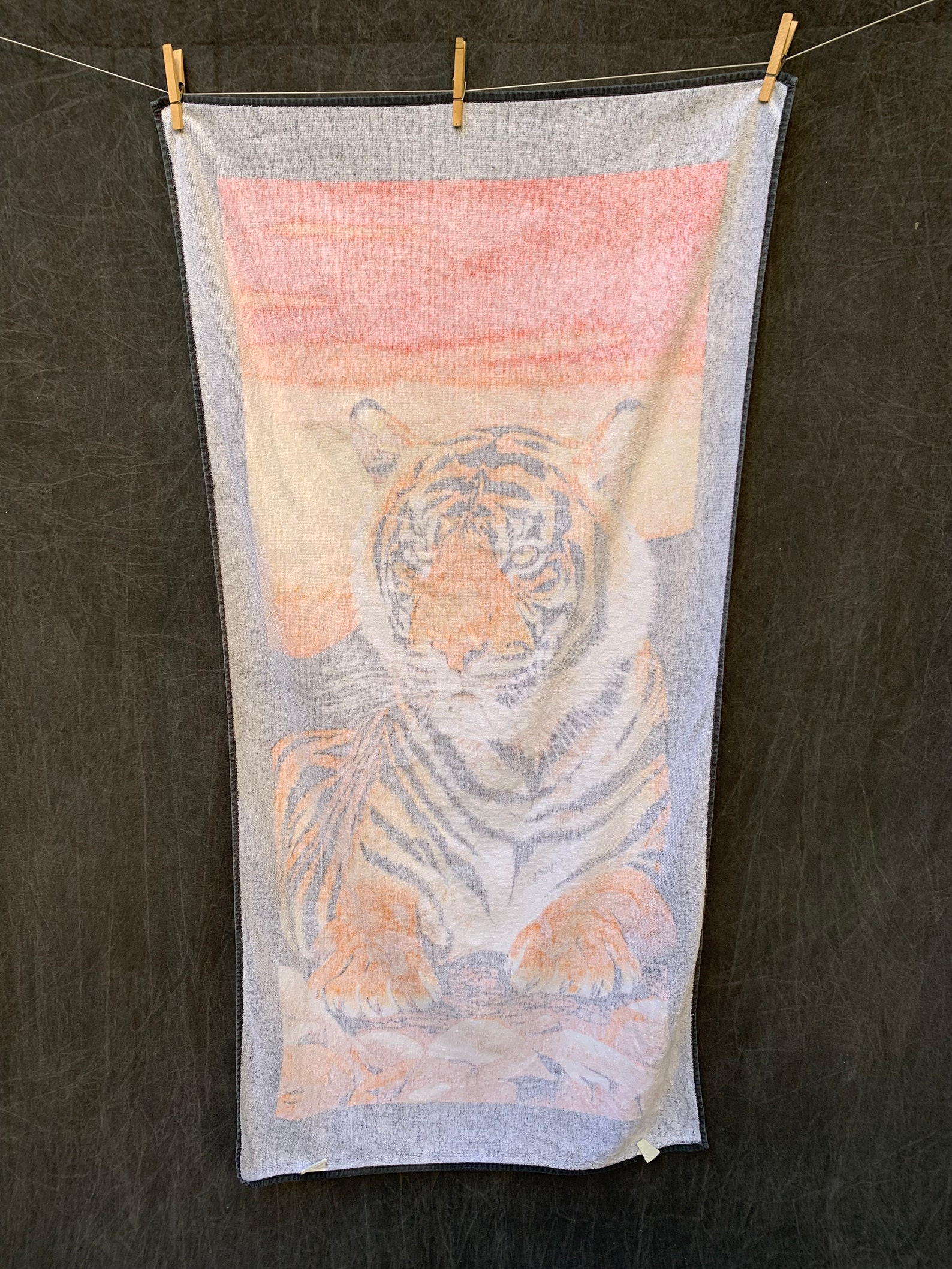 Vintage 80s Tiger Beach Towel Striped Tiger at Sunset in | Etsy